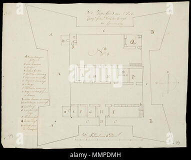 A floor plan of the Vredenburg fort at Komenda, illustrating the ...