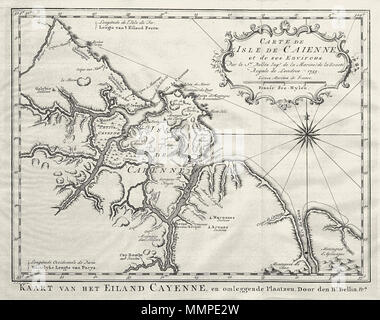 Map of the island of Cayenne and environs Stock Photo - Alamy