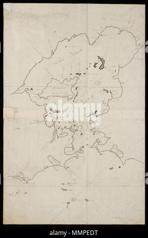 . Nederlands: Kaart van de baai en het eiland van Arguin. Oppervlakte ...