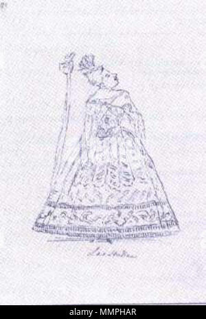 . English: Caricature of Anna Maria Strada, 18th century opera singer ...