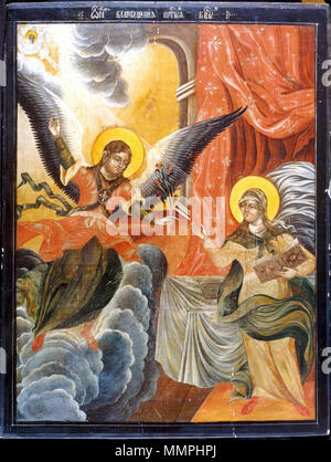 The 18th-century Russian painting of the Annunciation illustrates the ...