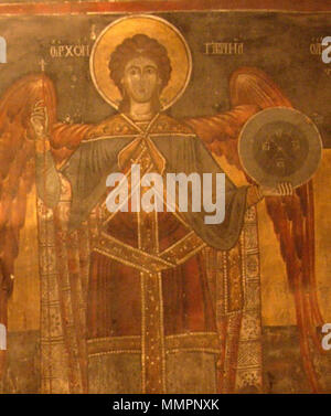 The fresco of the Archangel Gabriel in the Assumption of Mary Church in ...