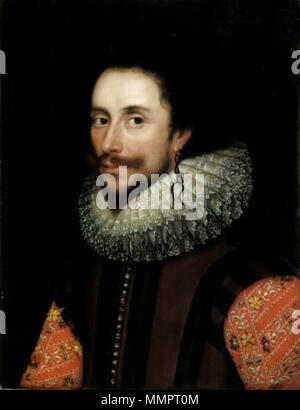 An oil painting attributed to William Larkin, depicting a portrait of a ...