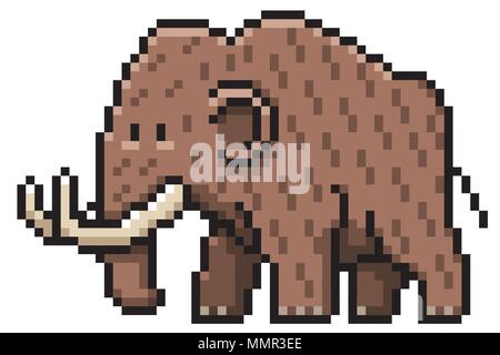 Elephant 8 Bit Pixel Art Animal Video Game Cartoon Stock Vector Image ...