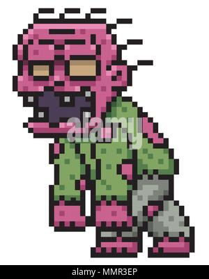 Vector illustration of Cartoon Zombie - Pixel design Stock Vector Image ...