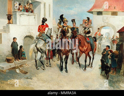 The painting depicts the Life Guards Horse-JÃ¤ger Regiment, a cavalry ...