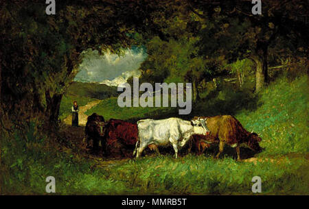 Edward Mitchell Bannister's painting *Driving Home the Cows* depicts a ...