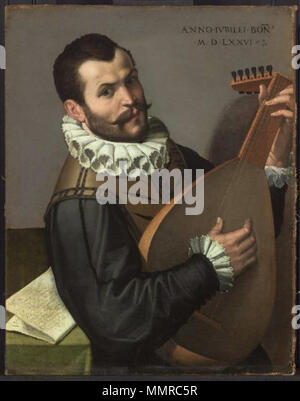 Portrait of a Man Playing a Lute 1576 by Bartolomeo Passerotti Stock ...