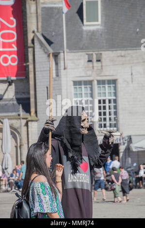Living Statue Of Death At The Dam Square Amsterdam The Netherlands ...