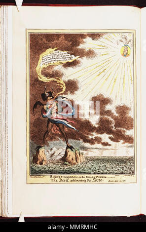 . Satire on Napoleon's exile to St. Helena. (British political cartoon ...