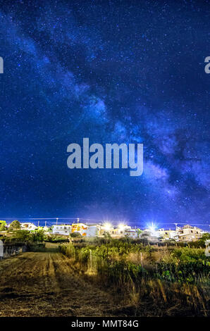 The Milky Way in the dark Greek night sky with the illuminating stars ...