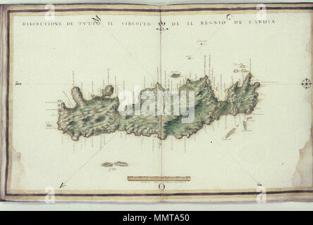. Italian manuscript map of Crete from Angelo Oddi, Citta e Fortezze ...