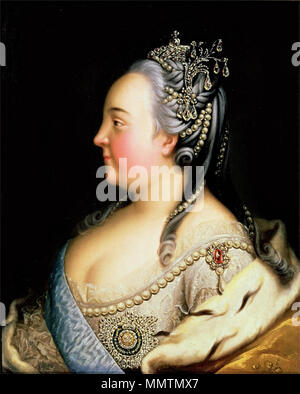 Profile portrait of Empress Elizabeth of Russia, capturing her regal ...