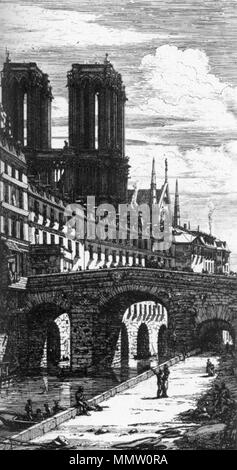 'The Petit Pont' by Charles Meryon is a detailed etching showcasing the ...