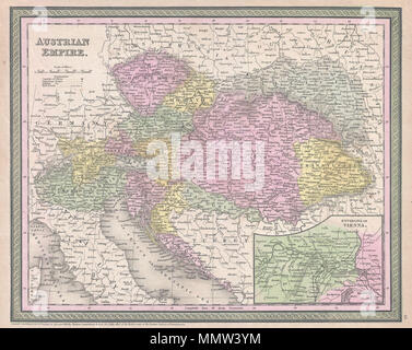 1850 Mitchell Map of Austria, Hungary and Transylvania Stock Photo - Alamy