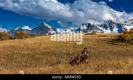 OCT 4, 2017, RIDGWAY COLORADO - Older Cowboy, Howard Linscott , leads ...
