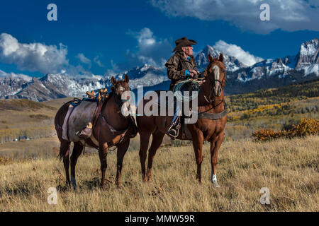 OCT 4, 2017, RIDGWAY COLORADO - Older Cowboy, Howard Linscott , leads ...