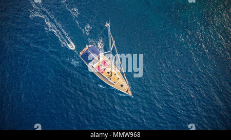 Aerial view of sailling boat. Outdoor water sports, yachting Stock ...