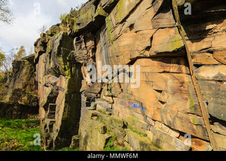 Heptonstall Quarry, known as Hell Hole, popular climbing and bouldering ...