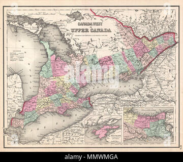 Map of Canada East and West, 1855 Stock Photo - Alamy