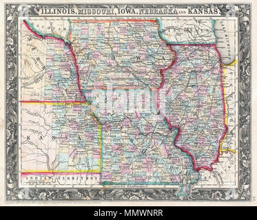 This first edition map of Kansas and Nebraska from 1855 by Colton is an ...