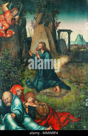 A religious oil painting by the workshop of Lucas Cranach the Elder, 'Madonna mit Kind und zwei ...