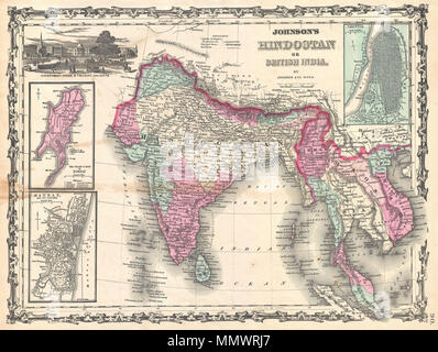. English: A very nice example of A. J. Johnson’s 1862 map of Arabia, Persia and Turkey in Asia ...