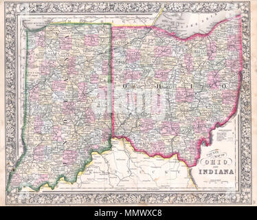 1860 map of Ohio River in Indiana - from, Colton's map of the state of ...