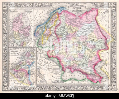 The 1864 Mitchell Map of the World on Hemisphere Projection is an ...