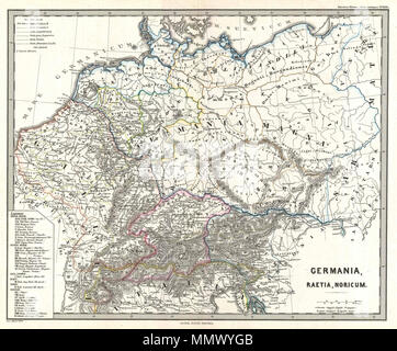 . English: This is Karl von Spruner’s 1865 map of Italy, Cisalpine Gaul ...