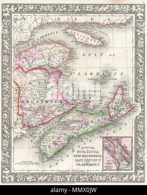 A 19th century map of Halifax, Nova Scotia , Canada with its harbour ...