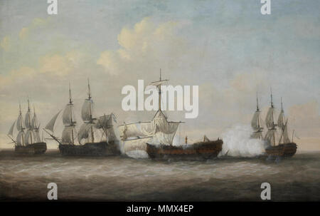 Dominic Serres’ painting 'The Desperate Plight of the Monmouth' depicts ...