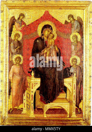 This painting, *The Madonna and Child with Angels*, by Duccio, captures ...