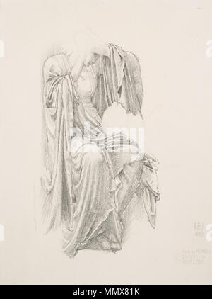 Edward Coley Burne-Jones - Estudio de drapeado para la reina Morgana le ...