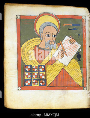 A leaf from the Gunda Gunde Gospels, an Ethiopian manuscript housed in ...