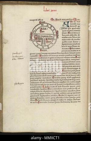 . T and O style mappa mundi (map of the known world) from the first ...