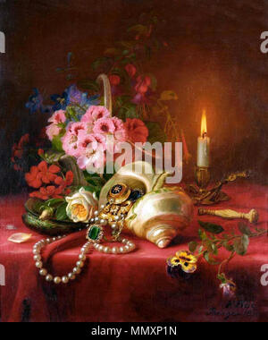 Frants Bøe - Still life with conch shell and jewels, 1870 Stock Photo ...