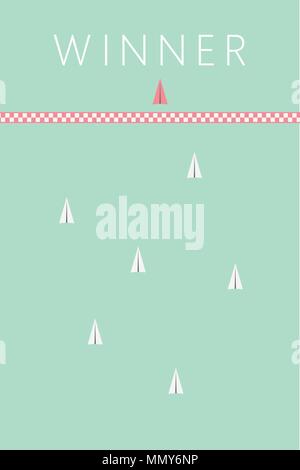 Minimalist stile red airplane winner concepts for success. Group of ...