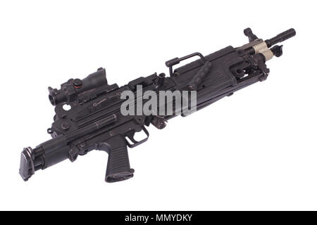 modern M249 us army machine gun isolated on white Stock Photo - Alamy