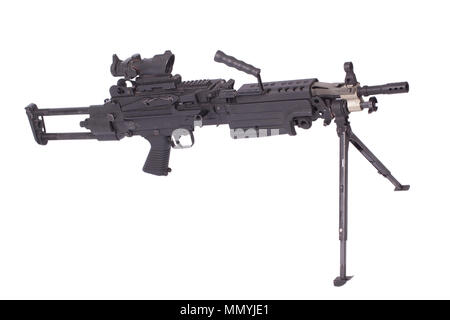 M249 machine gun isolated on white Stock Photo - Alamy