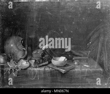 Hubert van Ravesteyn - Still Life with books an other objects on a ...