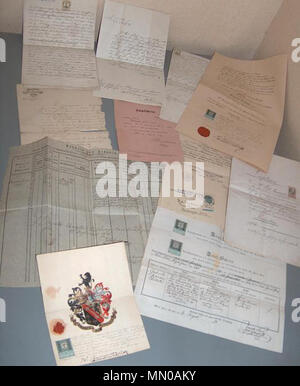 Adelsbrief - Joseph Benedict von Mautenau 1873 - Wappen Stock Photo - Alamy