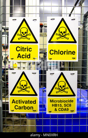 Toxic hazard danger yellow triangle sign with a skull and crossbones ...