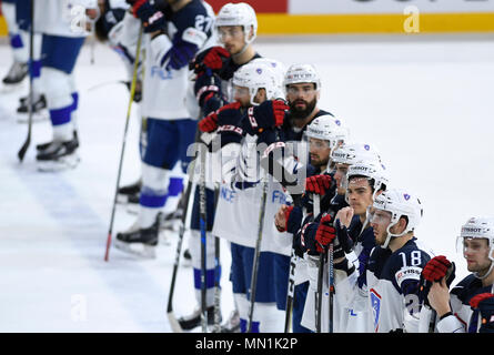Players of French national team is seen after lost during the Ice ...