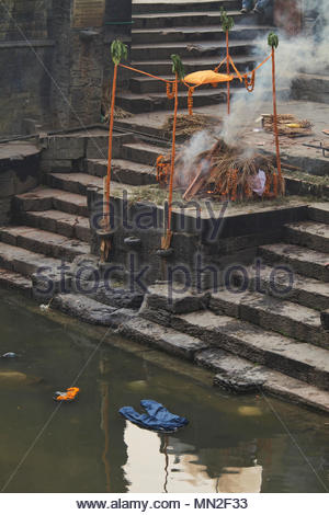 Arya Ghat cremation pyres, Hindu pilgrimage and cremation site Stock ...