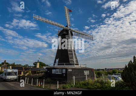 Drapers Windmill built in 1845 against grey sky Thanet Margate Kent ...