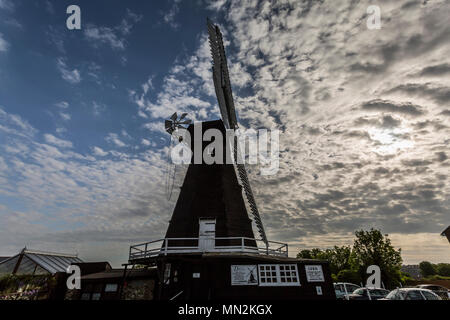Drapers Windmill built in 1845 against grey sky Thanet Margate Kent ...