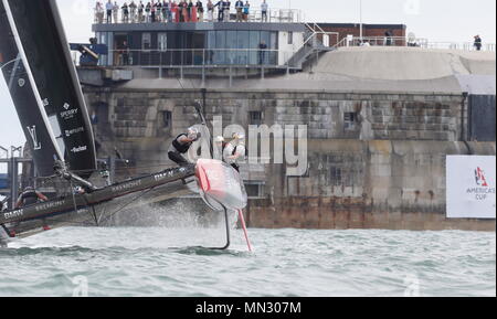 PORTSMOUTH, ENGLAND - JULY 24: The Oracle team USA yacht in race trim ...