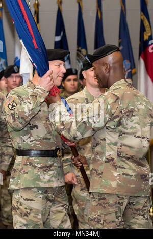 Outgoing Commandant COL Isaac Johnson addresses the crowd during the ...