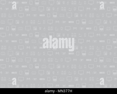 Schematic computer technology - monitor, laptop, speakers, mouse ...